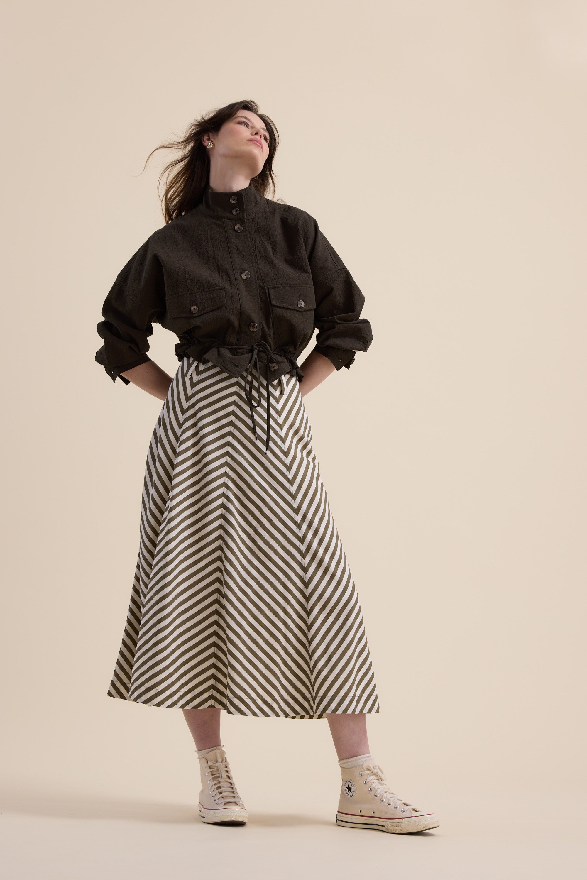 Shop Elementary Panel Detail Skirt (Green Stripe) | Elementary – Max