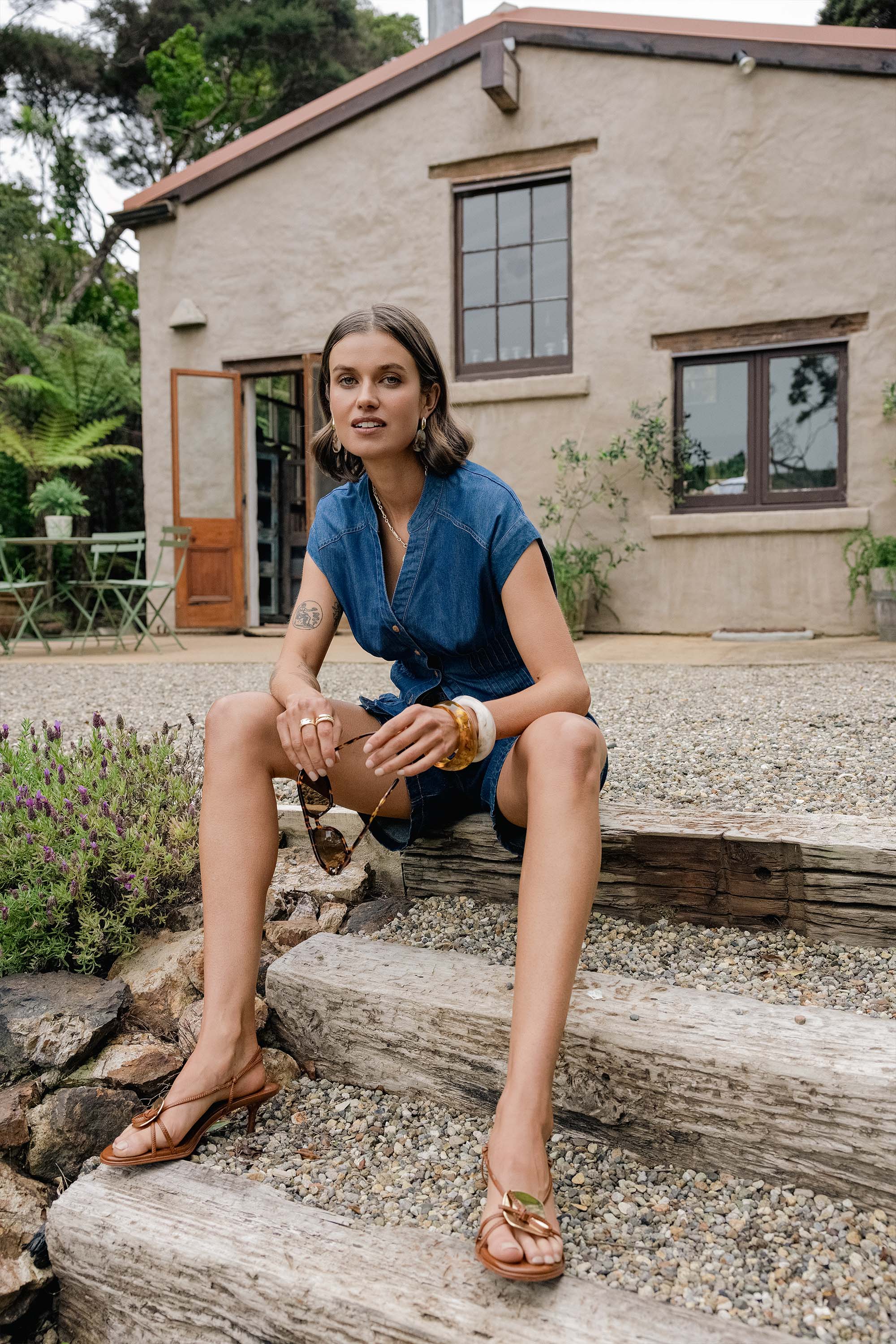 Shop Brooklyn Tuck Detail Denim Shirt (Mid Indigo) | Max