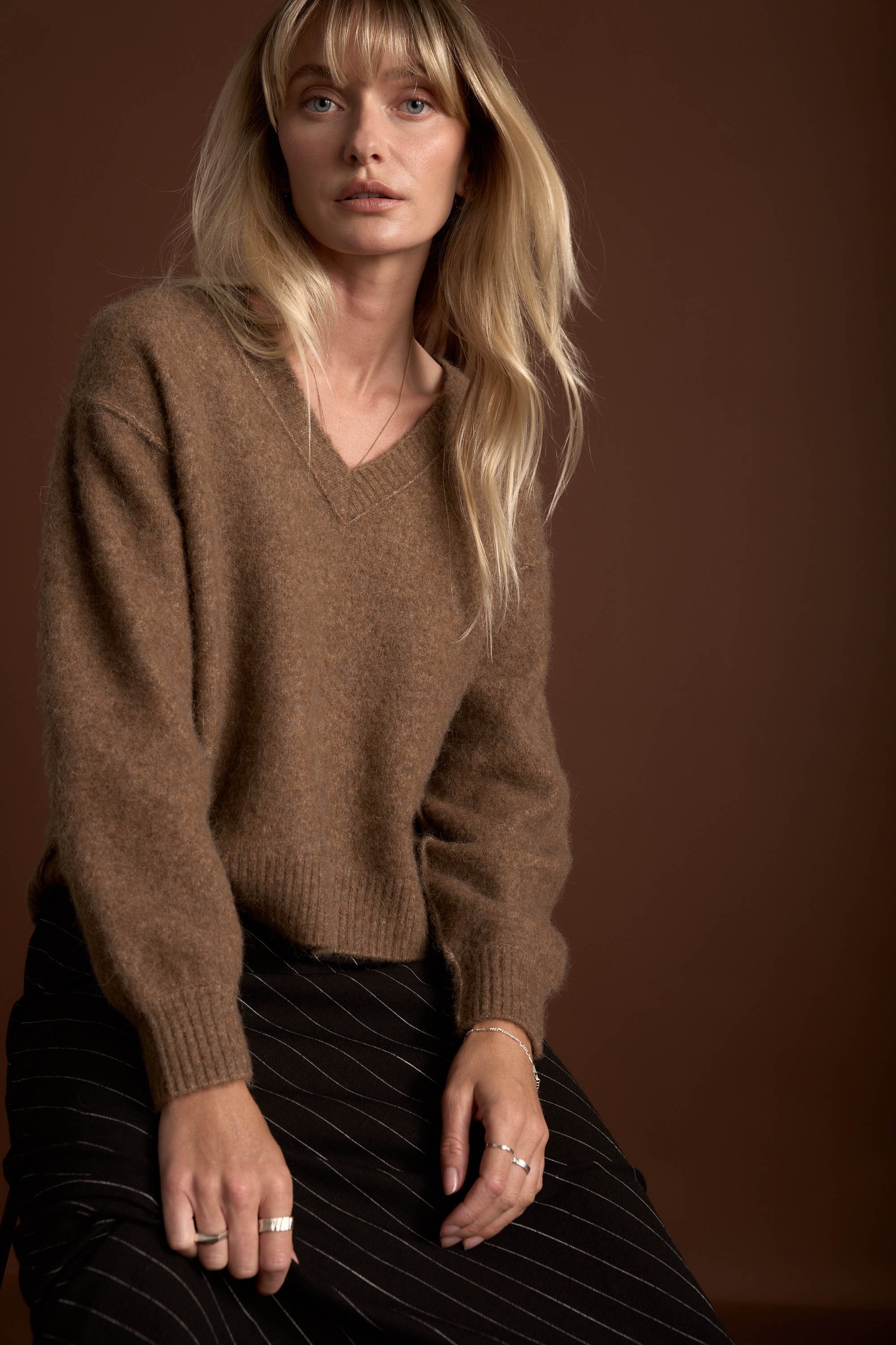 Shop The Luxe Whisper V Neck Sweater (Treacle Marle) | Max