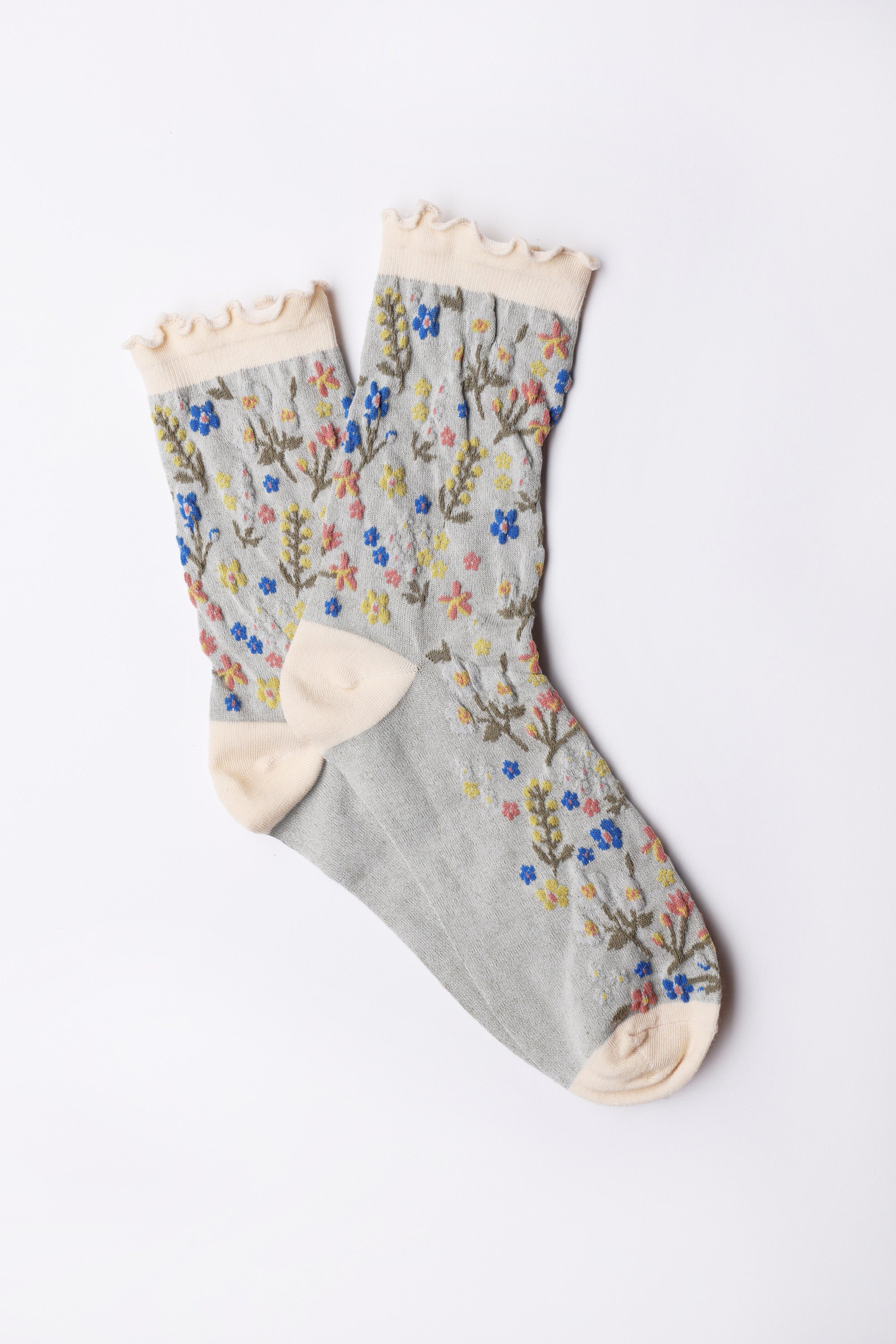 Shop Courtney Textured Floral Crew Socks (Floral Multi) | Max