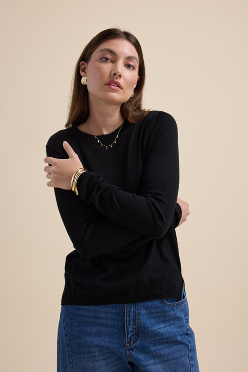 Shop The Merino Silk Layering Top (Black) | Max