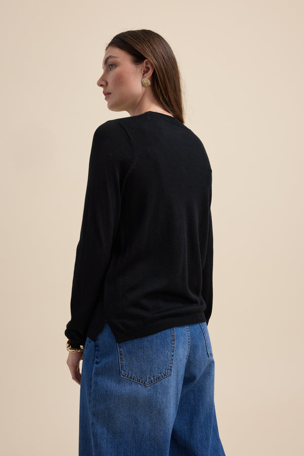 Shop The Merino Silk Layering Top (Black) | Max