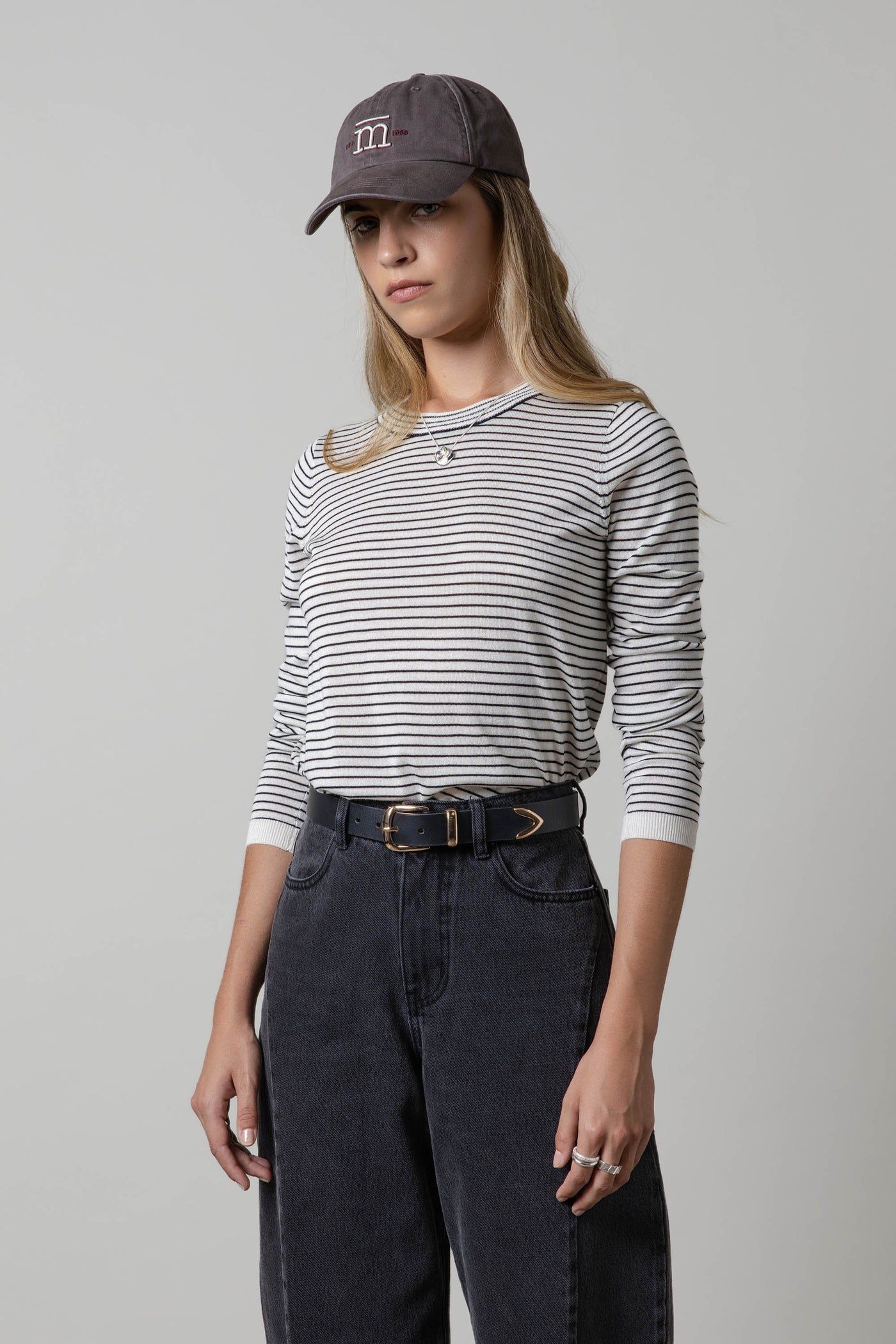 Shop The Merino Silk Layering Top (Ivory/Black Stripe) | Max