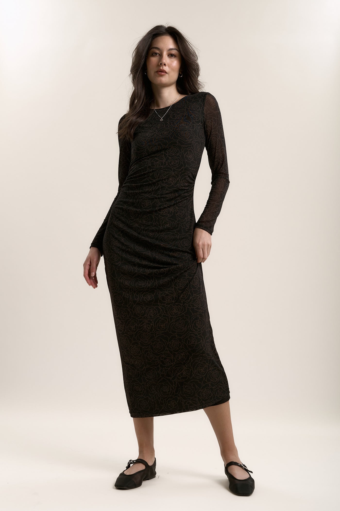 Shop Samara Long Sleeve Mesh Dress (Faded Rose) | Max