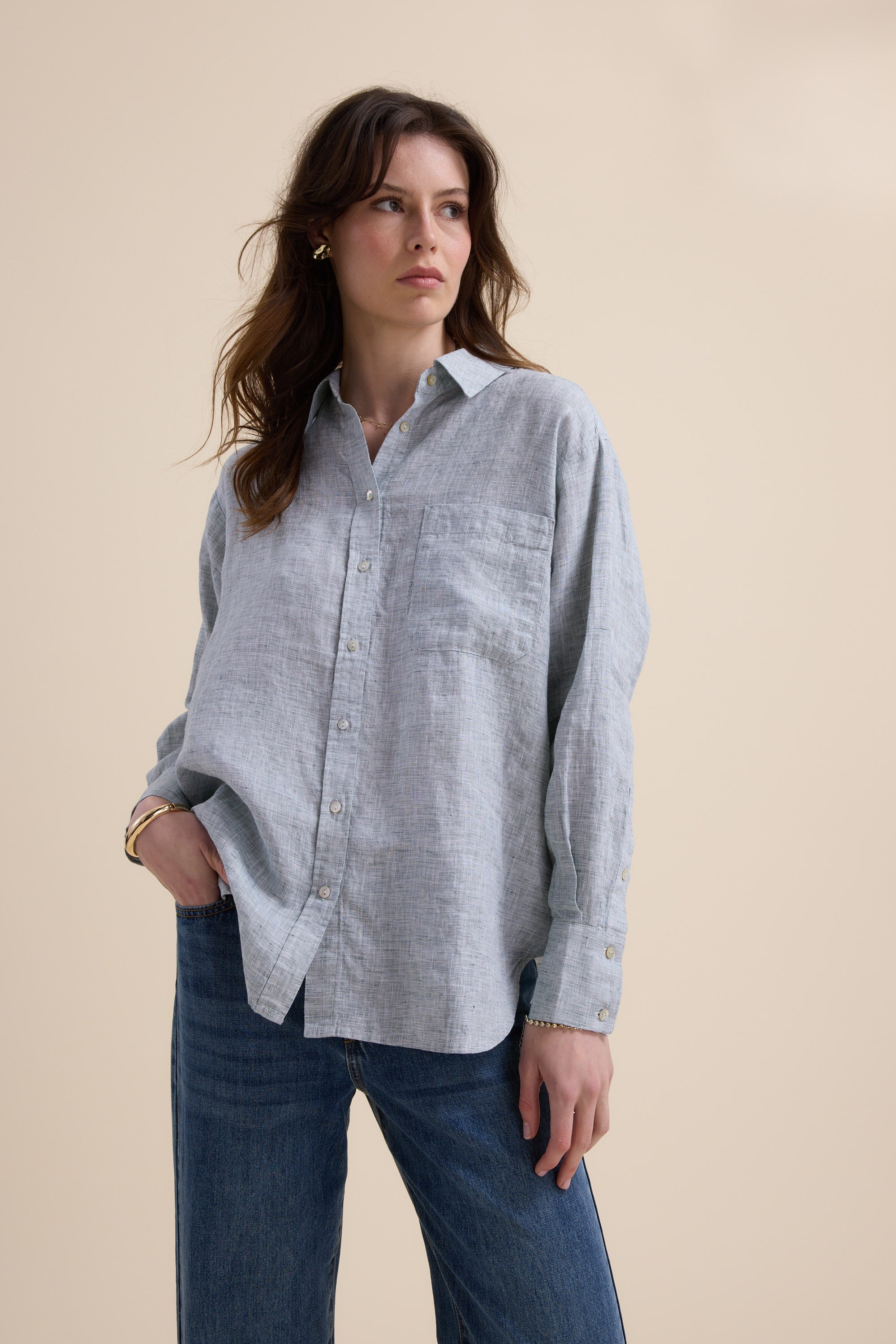 Shop Coast Linen Shirt (Lichen Marle) | Elementary – Max