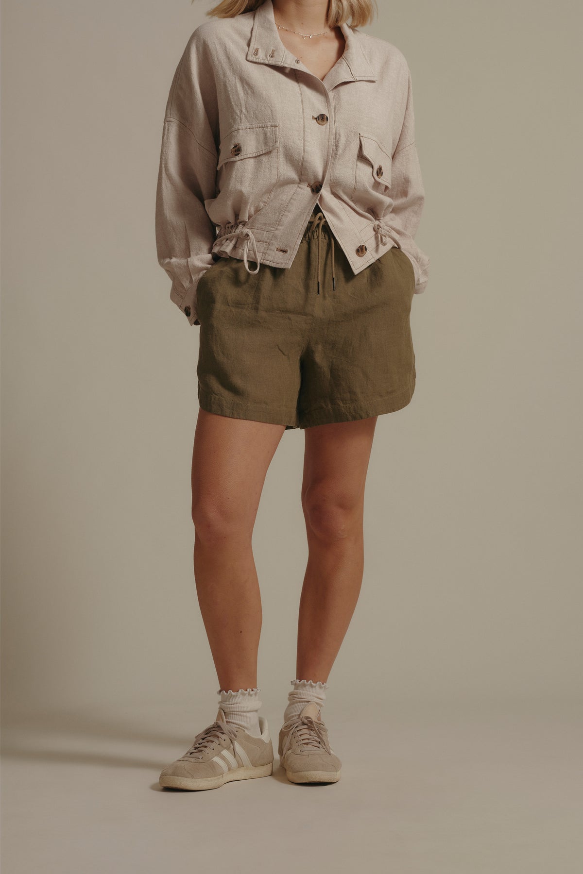 Shop Sebastian Linen Short (Army Green) | Elementary – Max