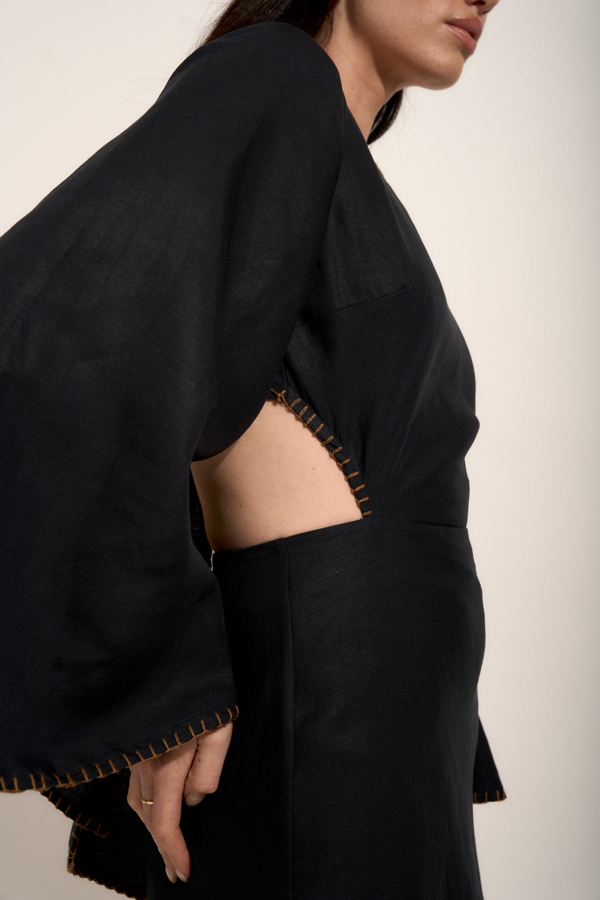Shop Sienna Stitch Detail Dress (Obsidian/Caramel) | Max