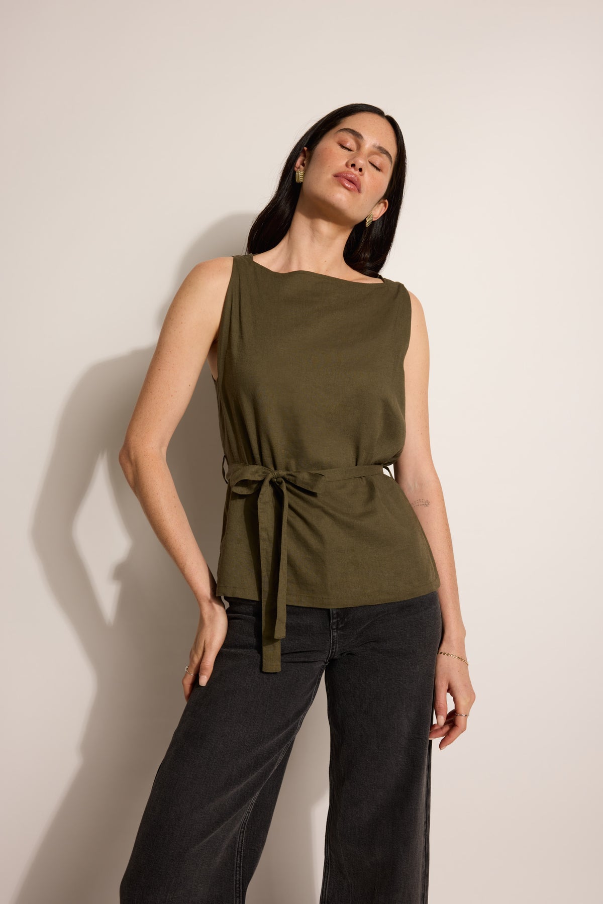 Shop Coco Tie Detail Top (Dark Timber) | Max