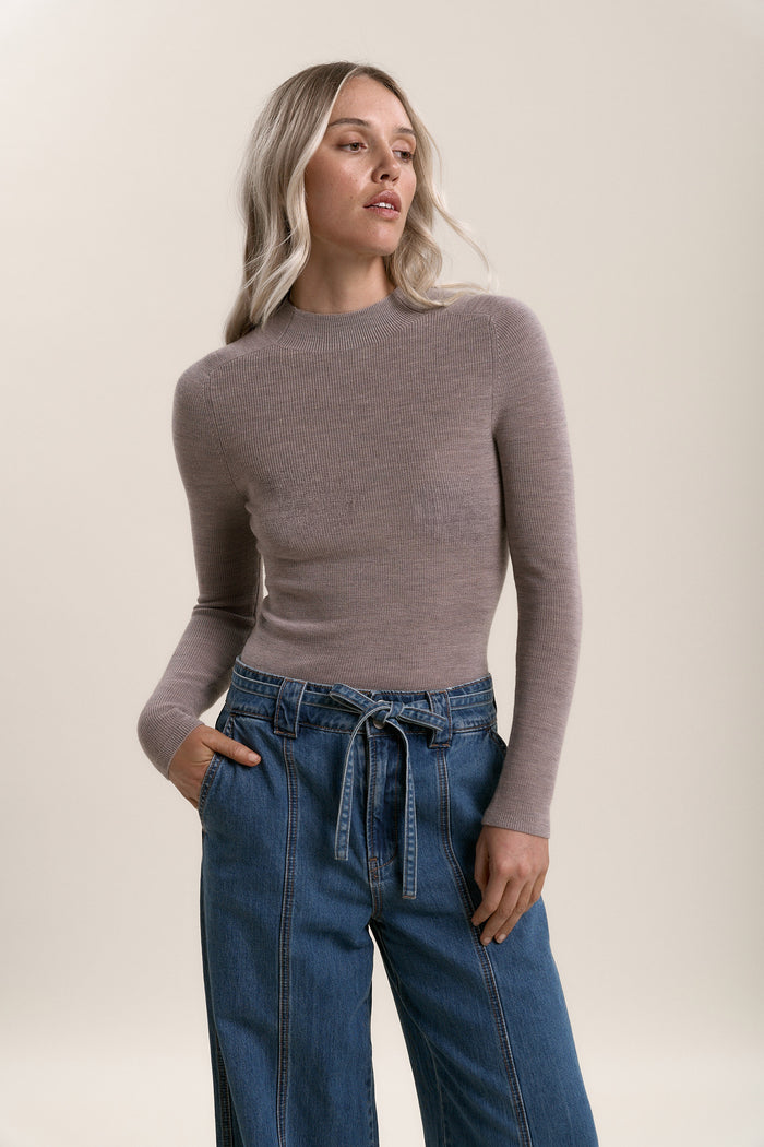 Shop Alexis Merino Long Sleeve (Travertine Marle) | Max