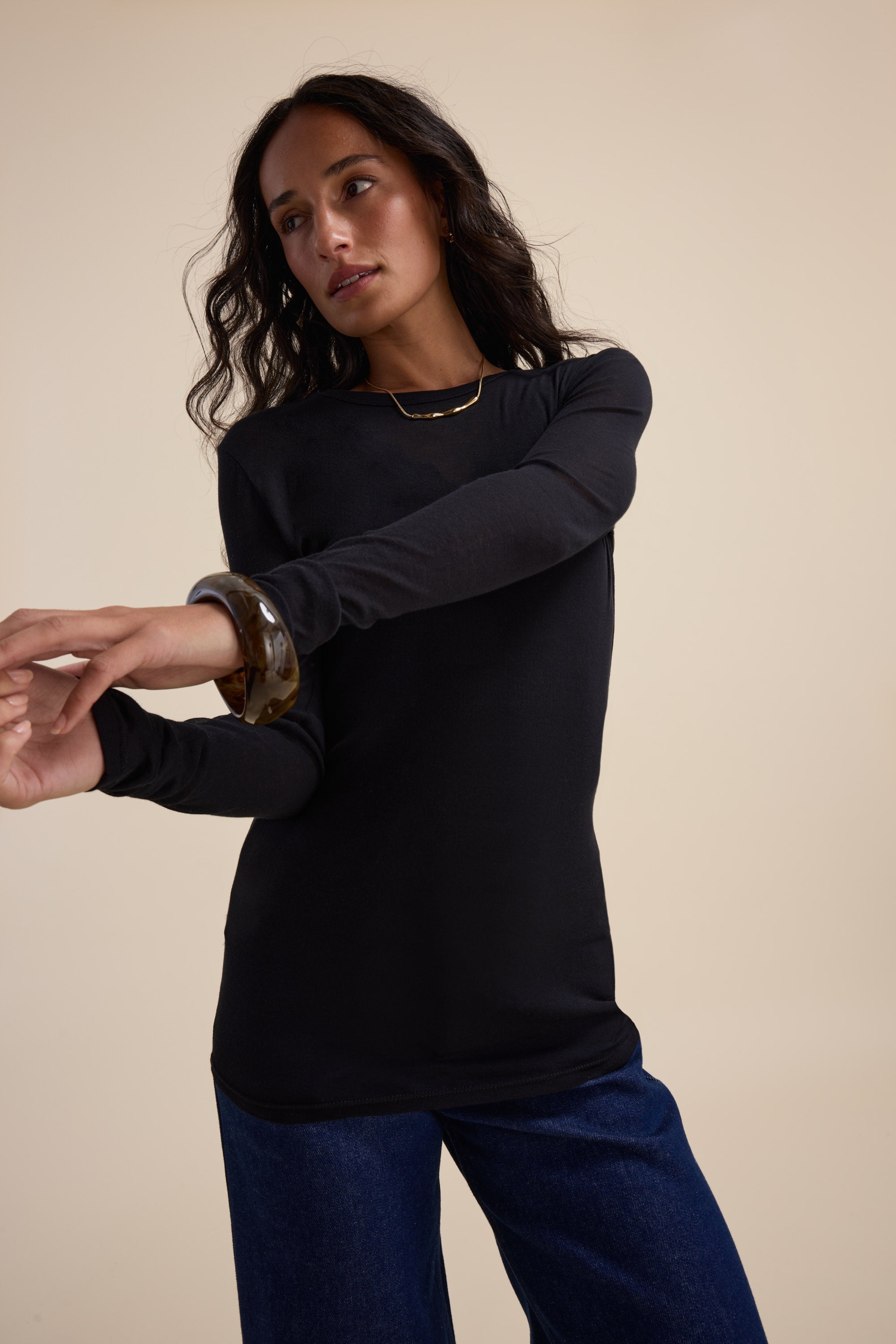 Shop The Sheer Layering Crew (Black) | Max