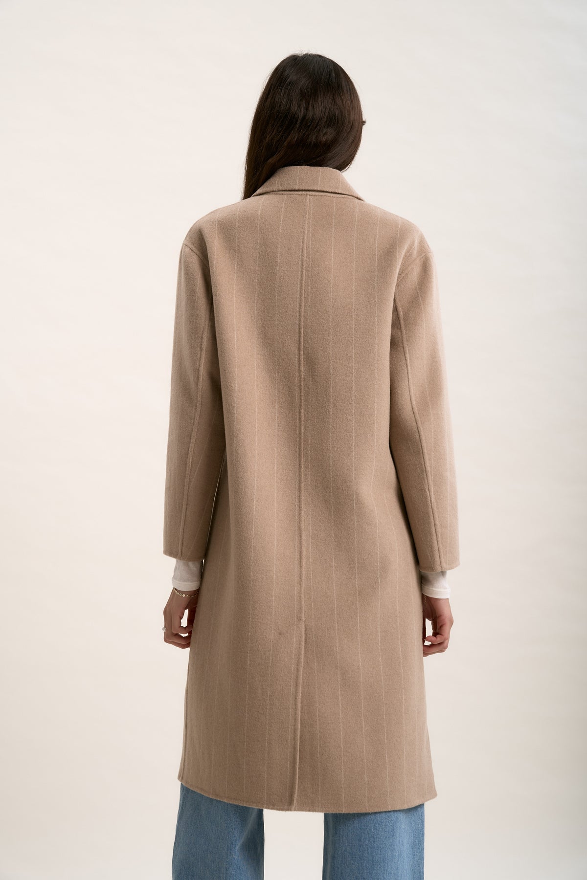 Shop The Ultimate Wool Blend Coat (Stone Pinstripe) | Max