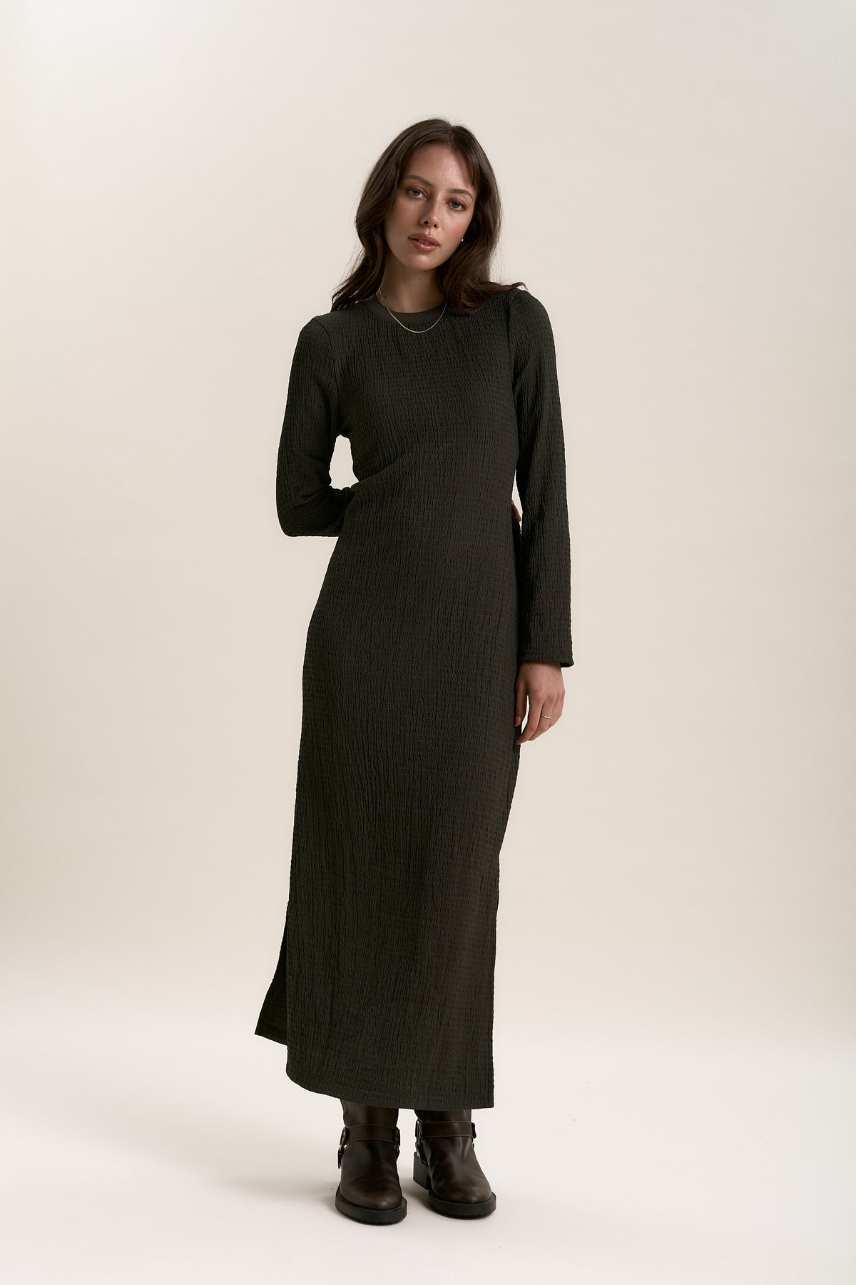 Shop The Textured Dress (Midnight Pine) | Max