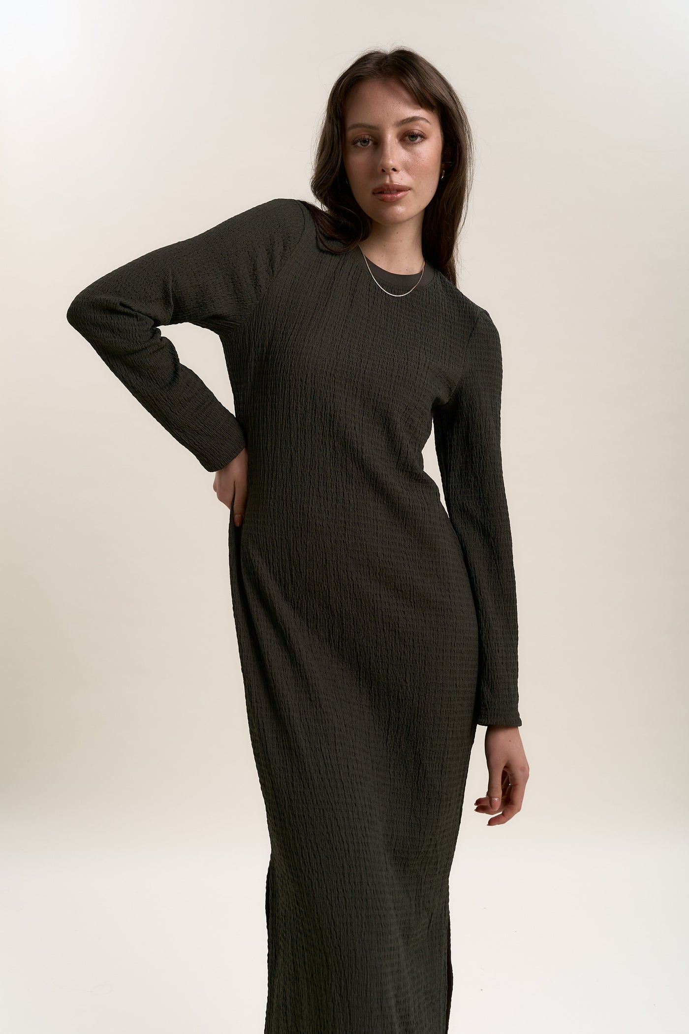 Shop The Textured Dress (Midnight Pine) | Max