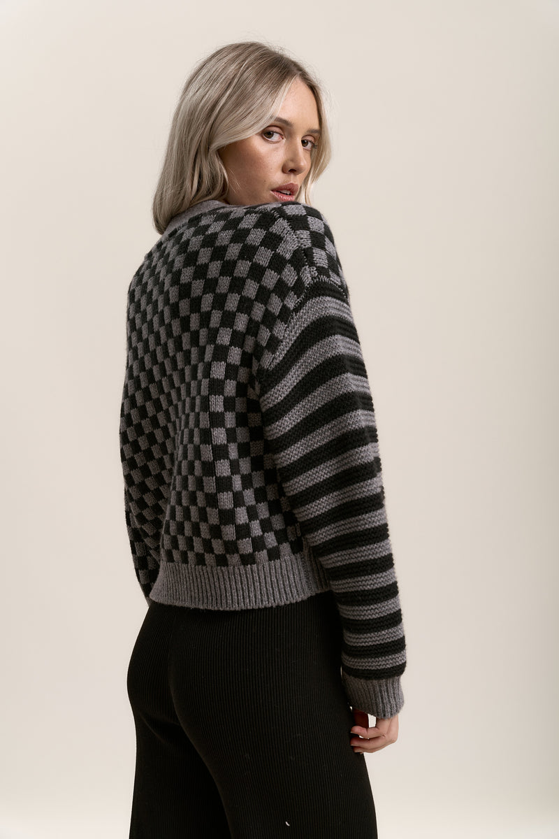 Shop Alice Knit Detail Cardigan (Black/Grey) | Max