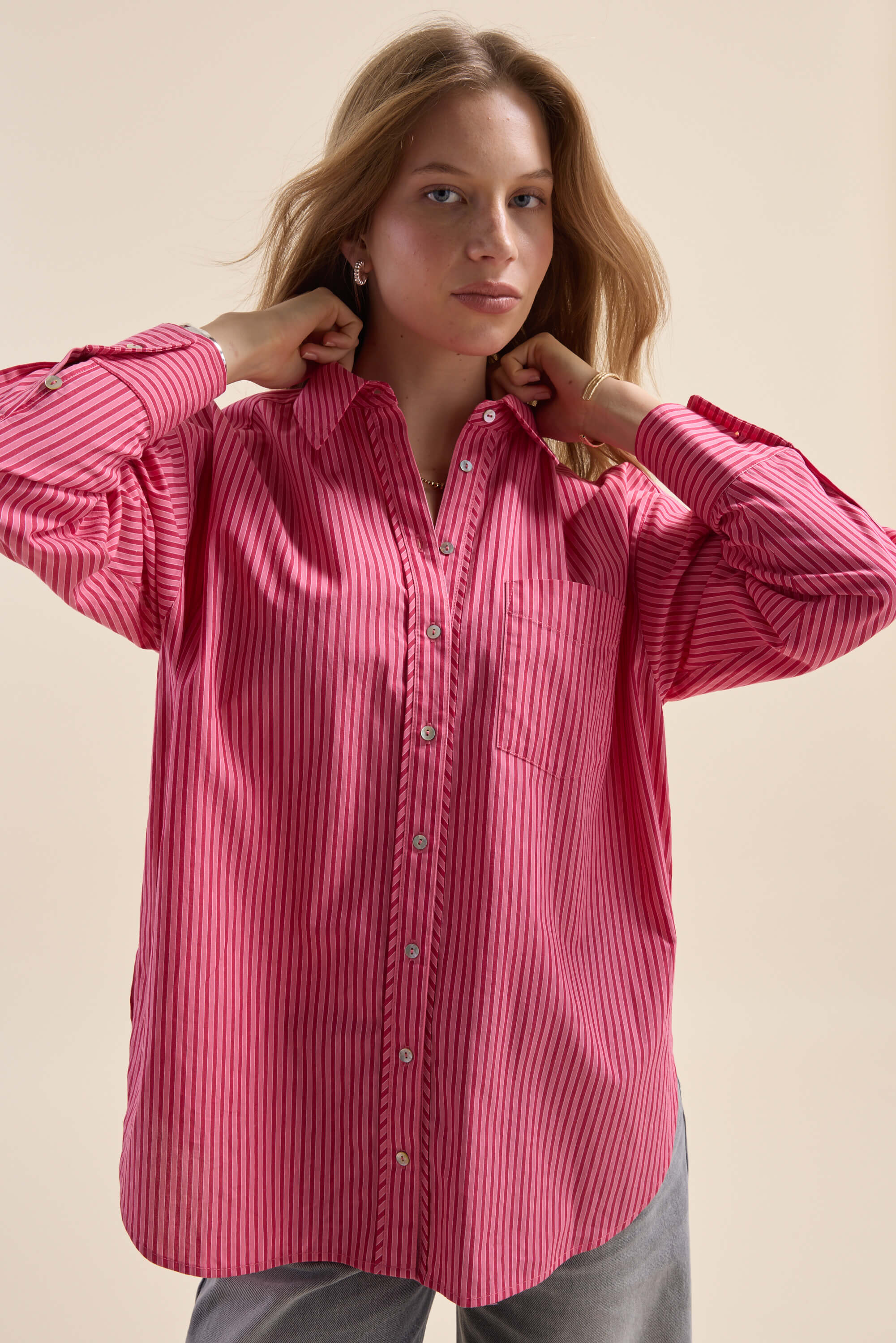 Shop Borrowed From The Boys Shirt (Pink Lolly Stripe) | Max