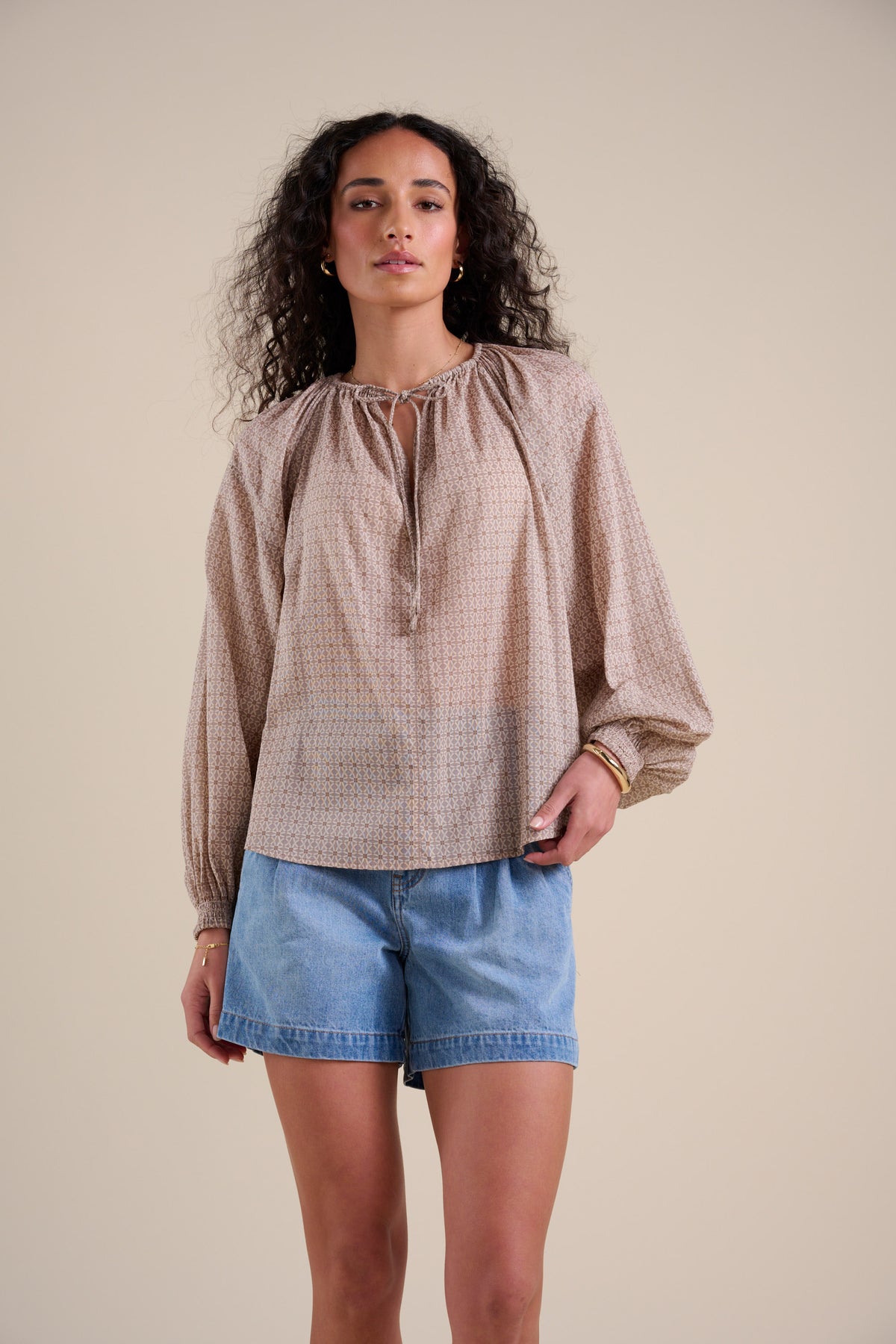 Shop Elementary Tie Neck Blouse (Santorini Tile Print) | Elementary – Max