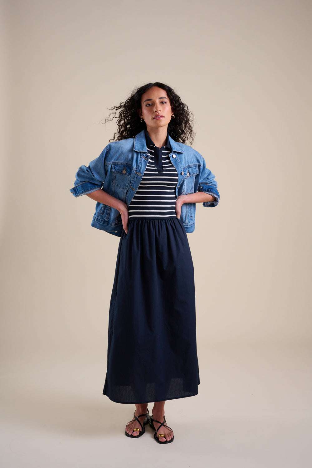 Shop The Henley Detail Dress (Ink Stripe) | Max