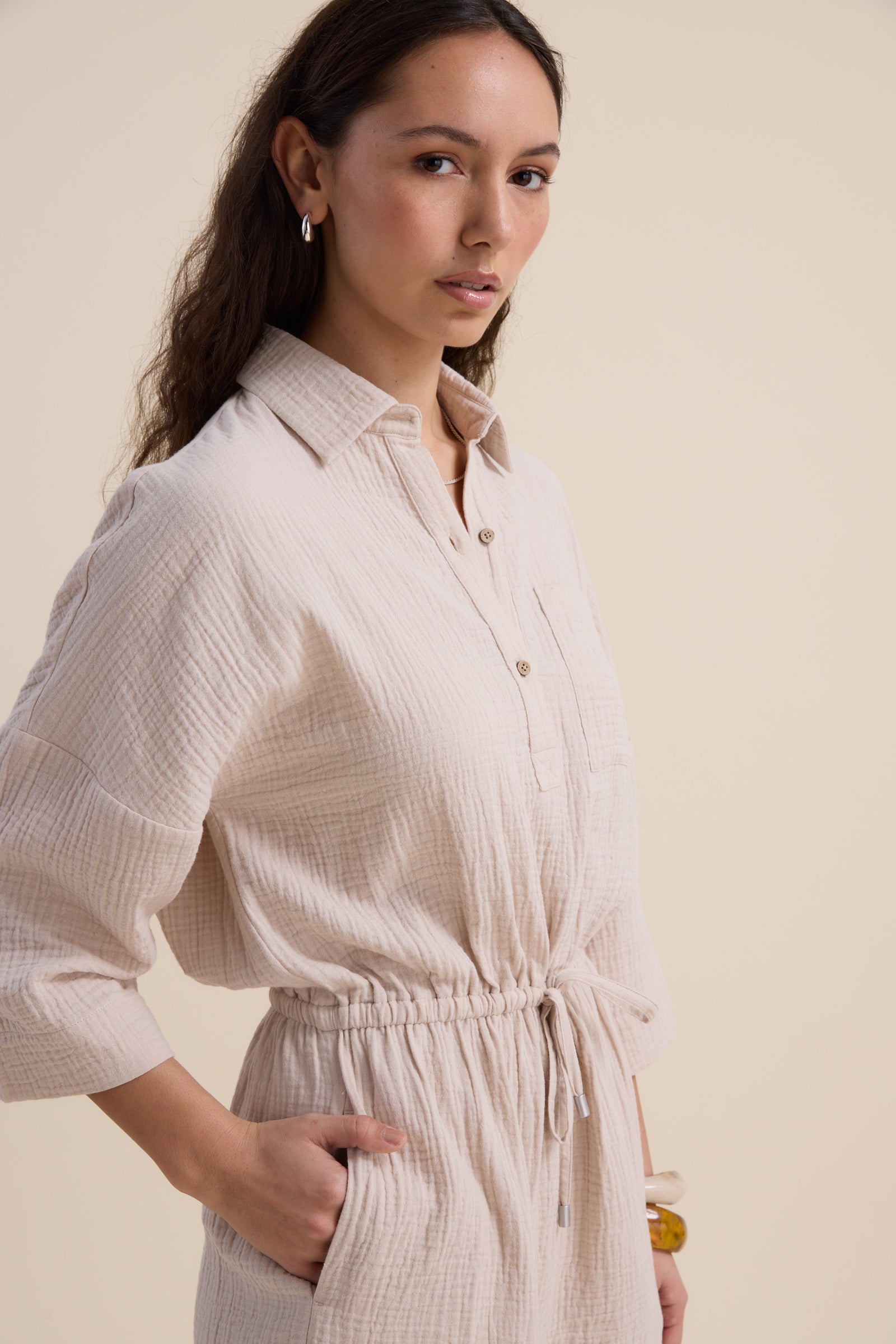 Shop Elementary Textured Dress (Island Sand) | Elementary – Max