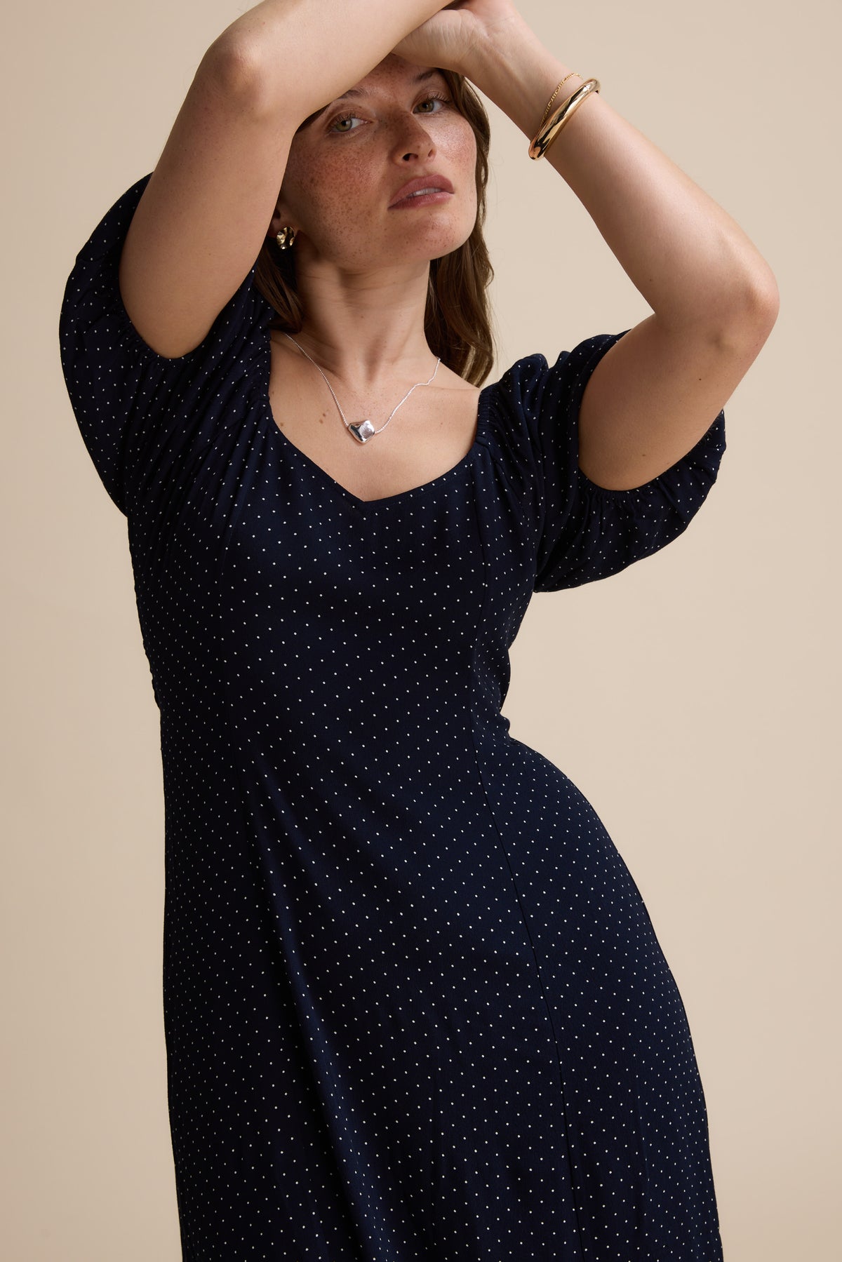 Shop Anita Puff Sleeve Midi Dress (Ink Spot) | Max