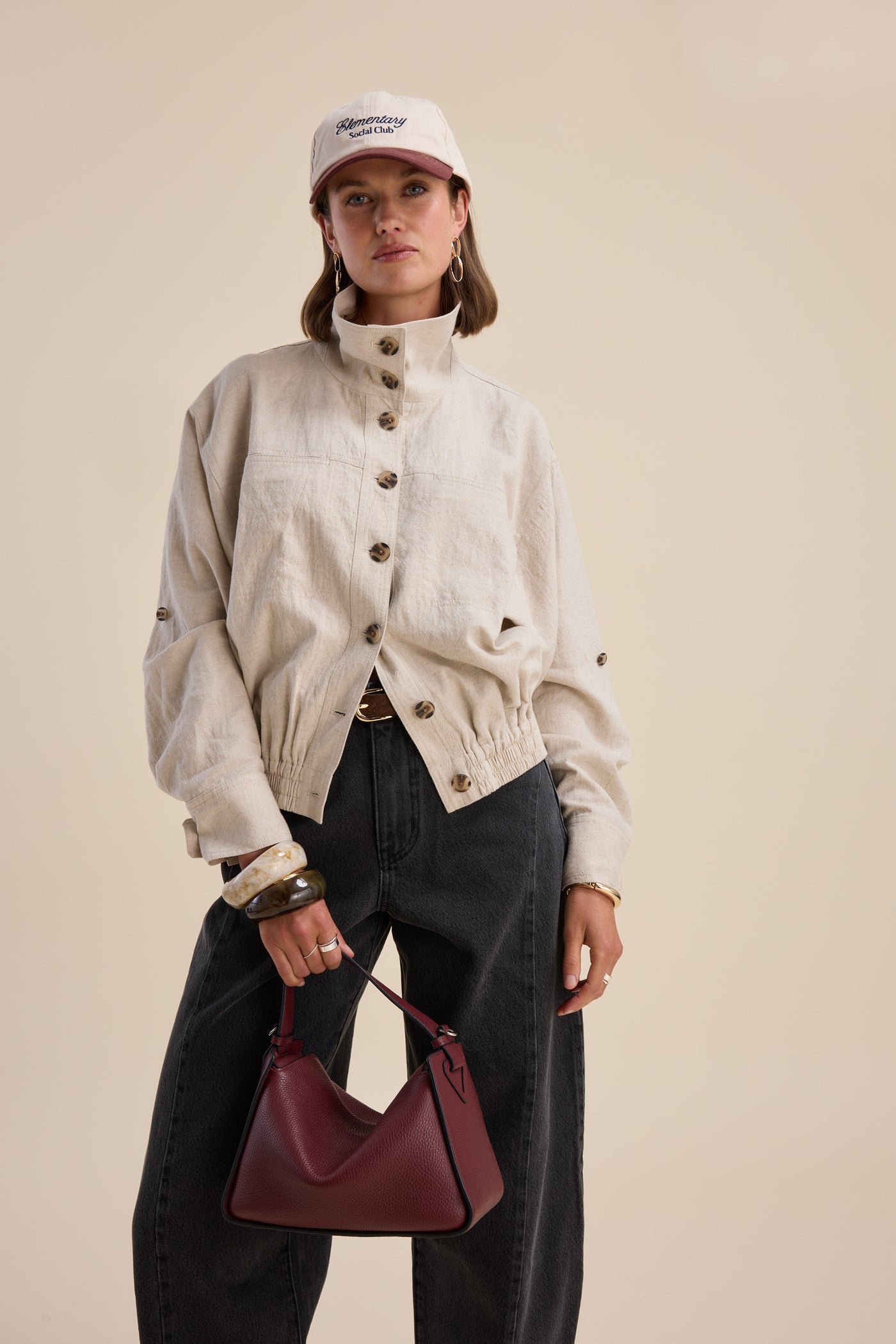 Shop Hudson Gathered Hem Jacket (Natural Marle) | Elementary – Max