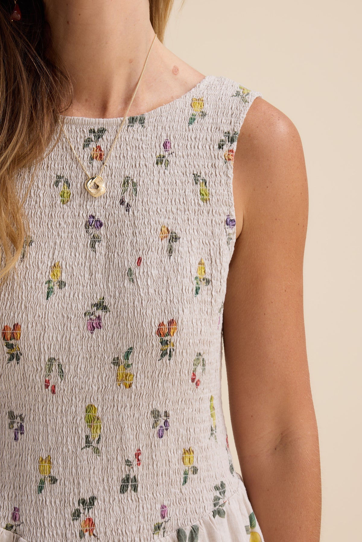 Shop The Linen Studio Shirred Drop Waist Dress (Tutti Frutti) | Max
