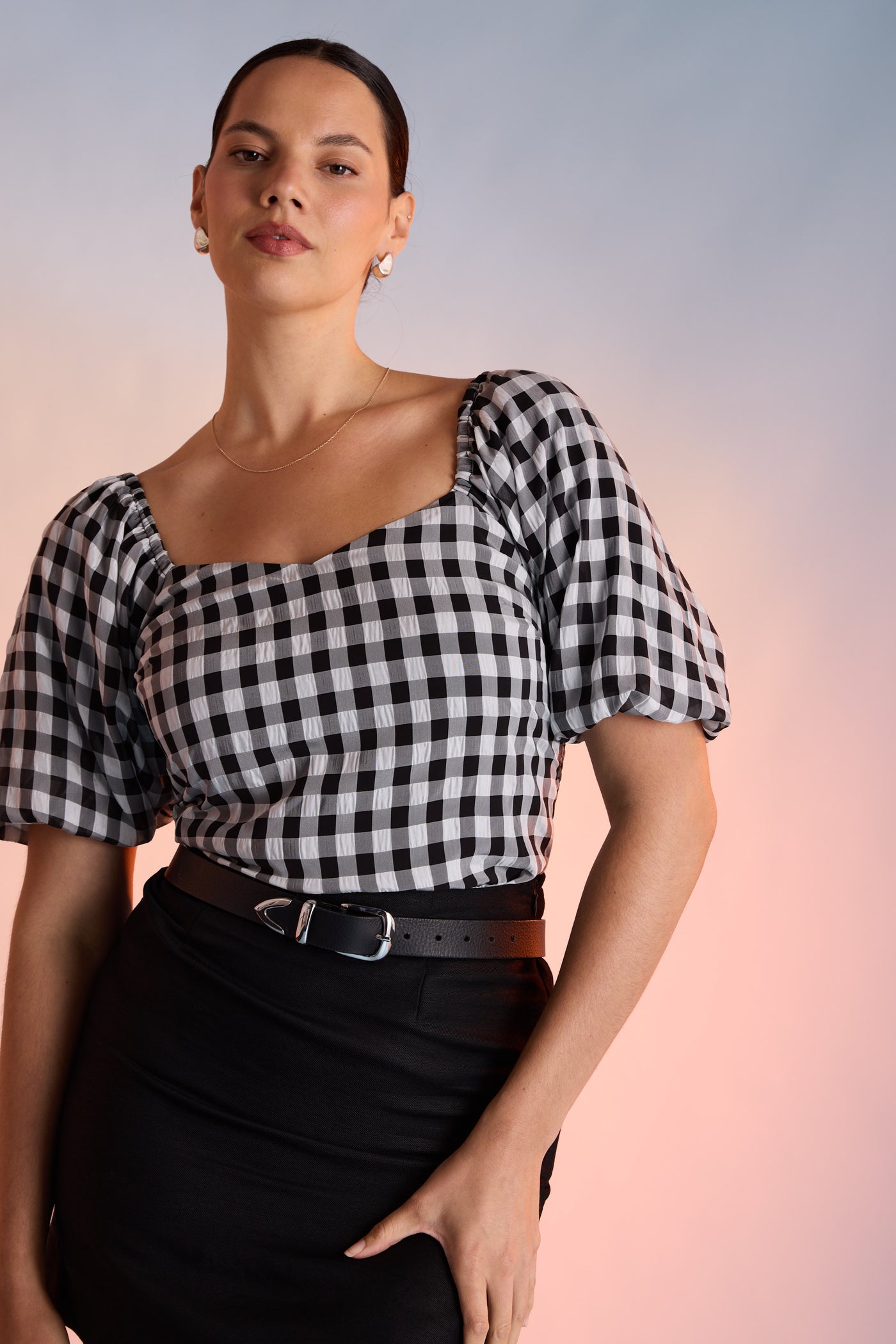 Shop Anna Puff Sleeve Top (Gingham) | Max