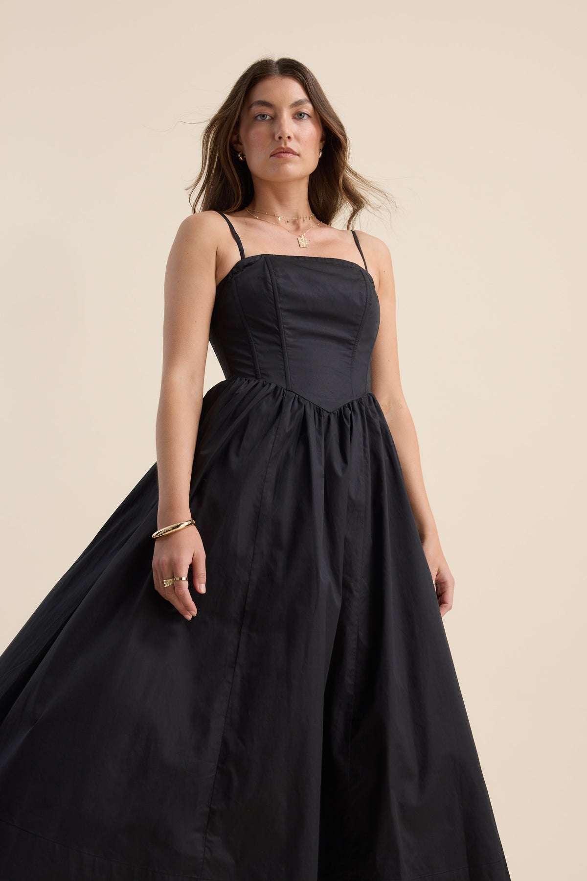 Shop Rose Shirred Back Dress (Black) | Max
