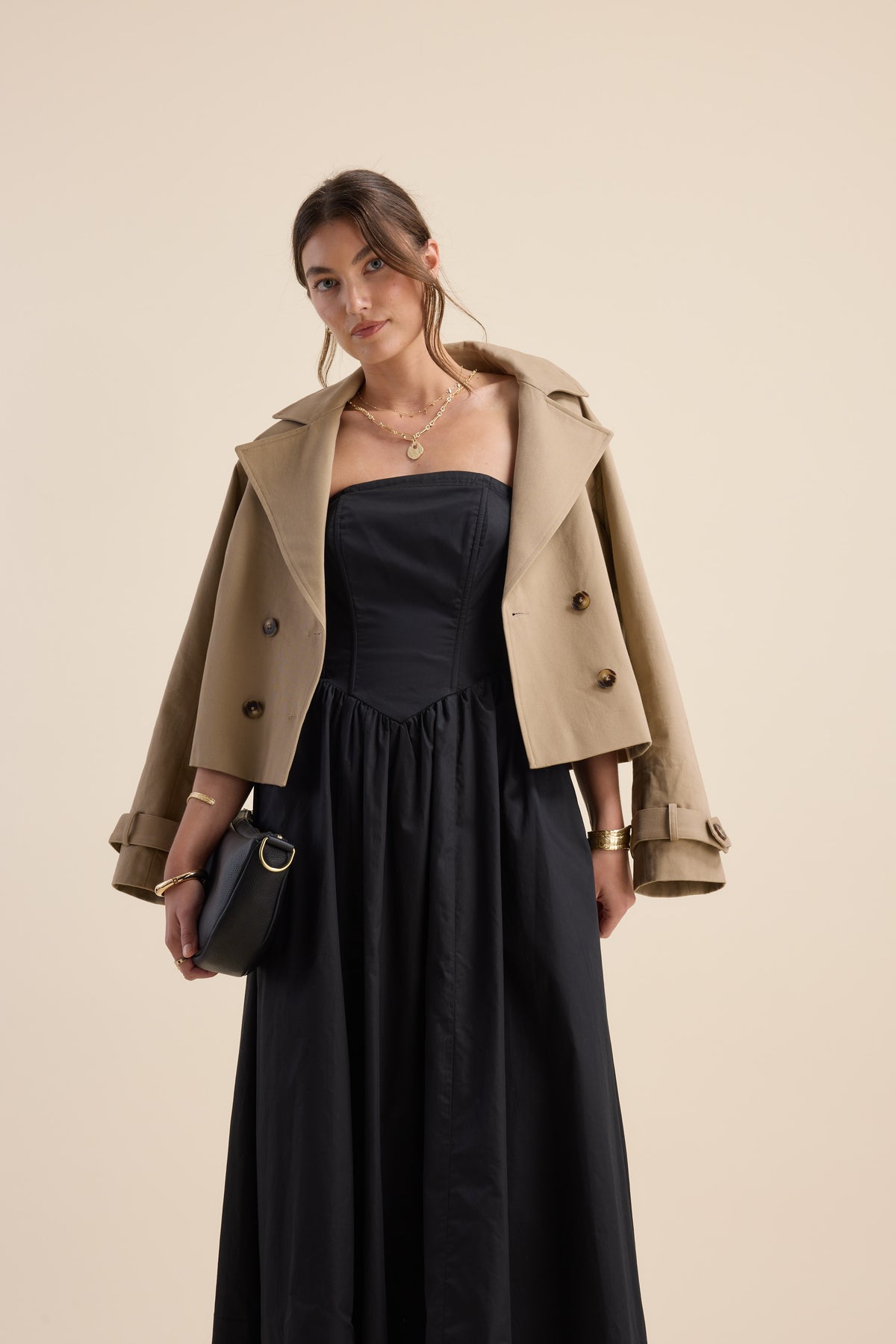Shop Rose Shirred Back Dress (Black) | Max