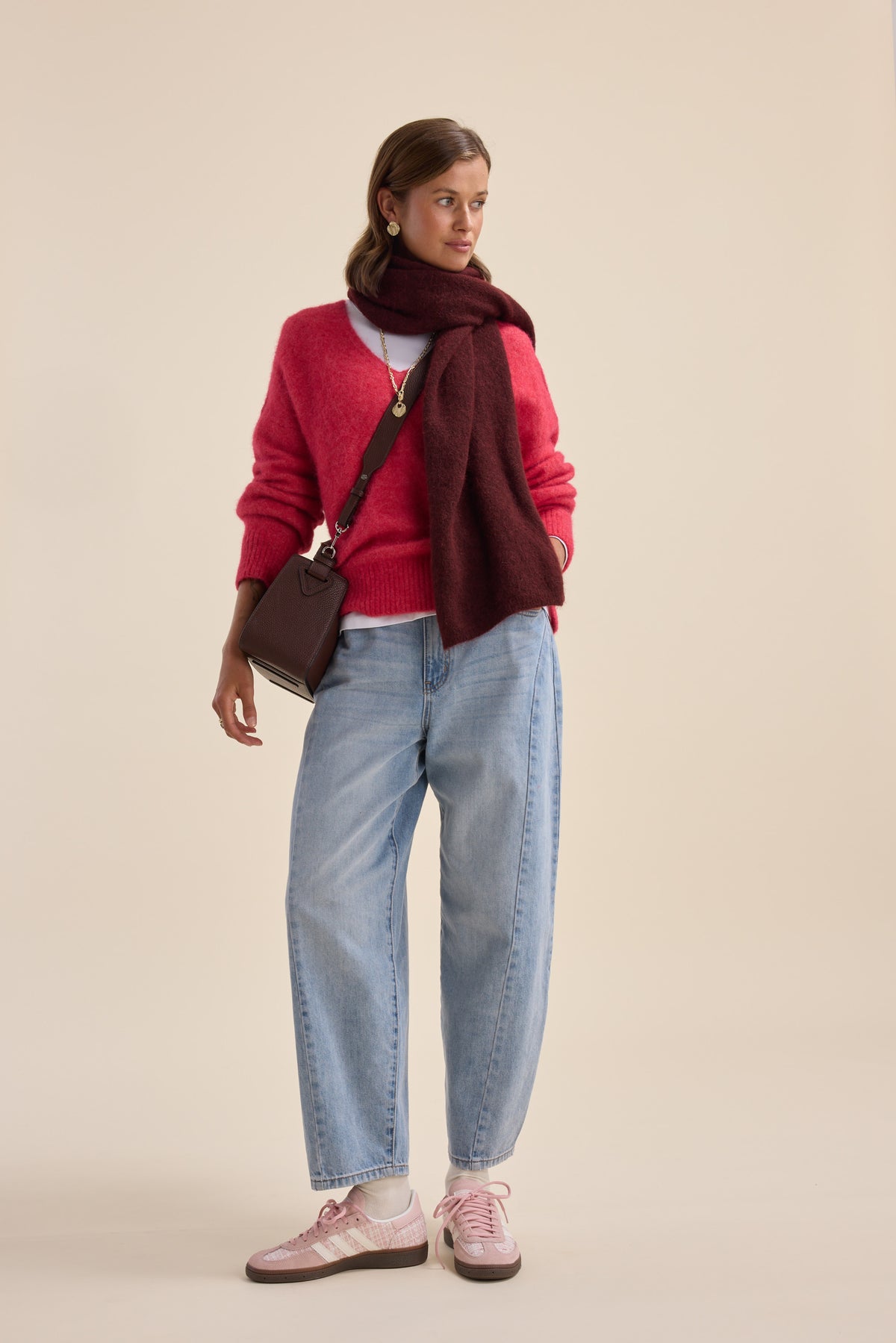 Shop The Luxe Whisper Relaxed V Neck (Hot Raspberry) | Max