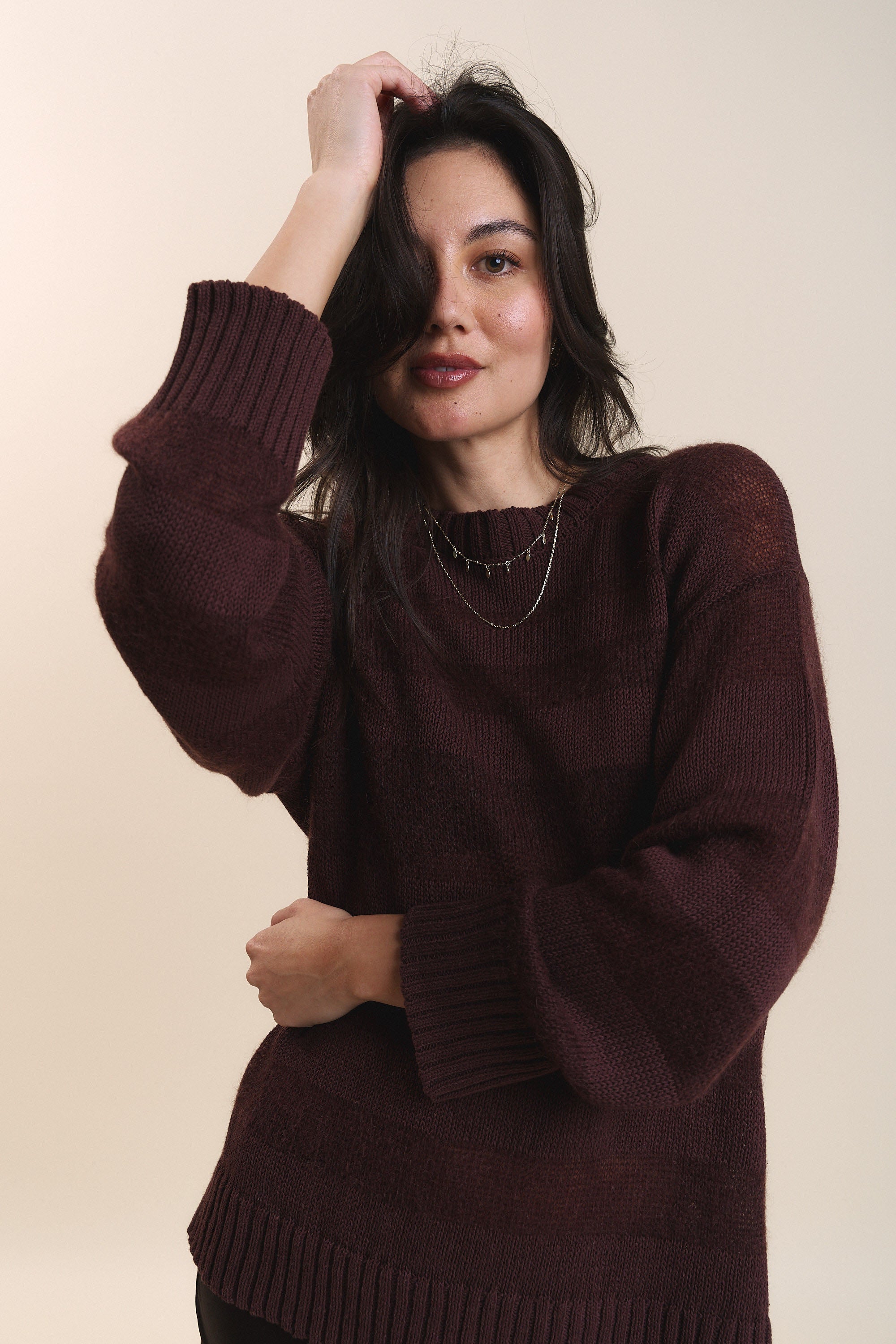 Shop Florence Knit Detail Sweater (Mahogany) | Max